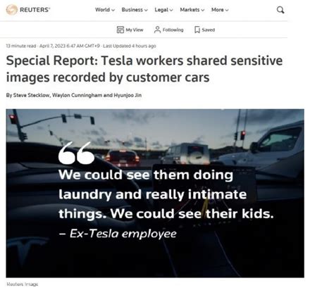 테슬라 개인정보 유출 논란 고객들의 은밀한 사생활 엿봐 네이트뷰