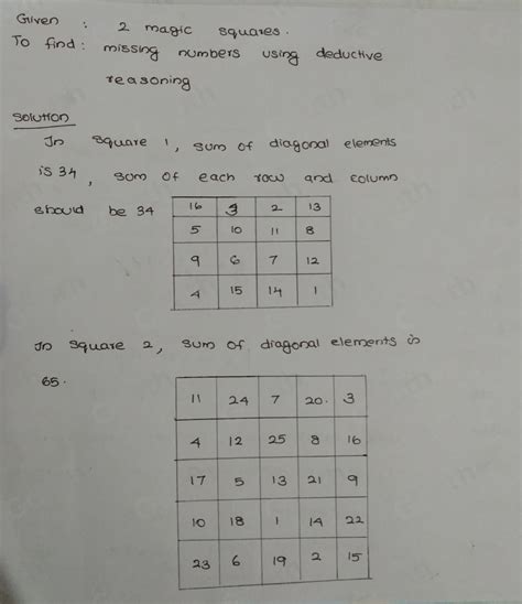 solved 4 use deductive reasoning to determine the missing numbers in each magic square a b