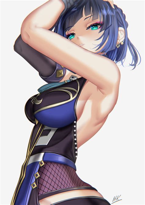 Rule 34 1girls Arched Back Armpits Arms Up Bangs Big Breasts Blue