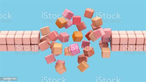 다채로운 큐브가 날아다 파란색 배경입니다 추상 일러스트레이션 3d 렌더링 입방체에 대한 스톡 사진 및 기타 이미지 입방체 3차원 형태 주황색 Istock