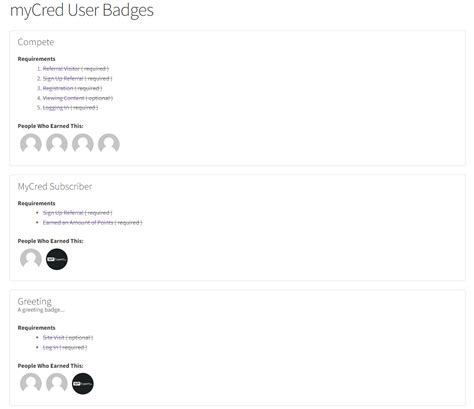 mycred badge plus mycred wordpress point system