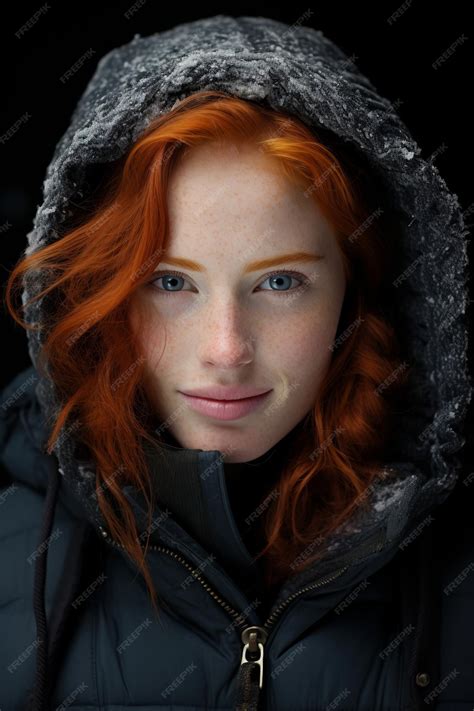 Premium Photo A Woman With Red Hair Wearing A Hooded Jacket