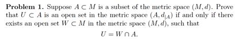 solved problem 1 suppose a c m is a subset of the metric