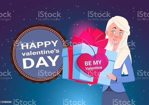 발렌타인 개념 배너 귀여운 여자 14 2 월 휴일 심장 모양 상표 선물 상자를 들고 2월에 대한 스톡 벡터 아트 및 기타 이미지 2월 개념 귀여운 Istock
