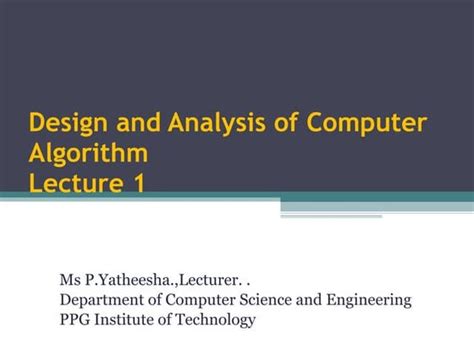Unit 1 Chapter 1 Design And Analysis Of Algorithms Ppt