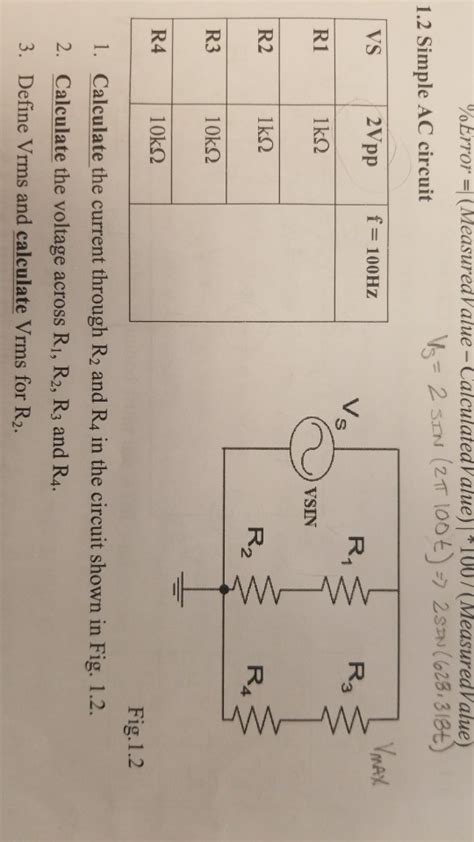 Solved Error Measured Value Calculated Value 1007