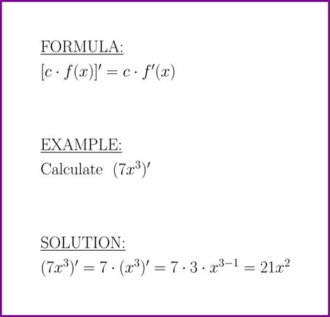 The Derivative Of The Constant Times Function Formula And Example