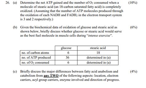 Solved 26 A Determine The Net ATP Gained And The Number Chegg Com