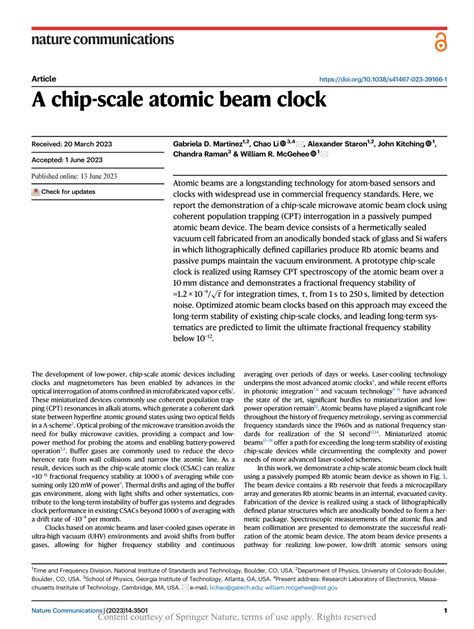 Pdf A Chip Scale Atomic Beam Clock
