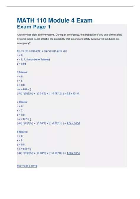 Math 110 Module 4 Exam Up To Date Math110 Module 4 Exam Math 110 Statistics Module 4 Exam
