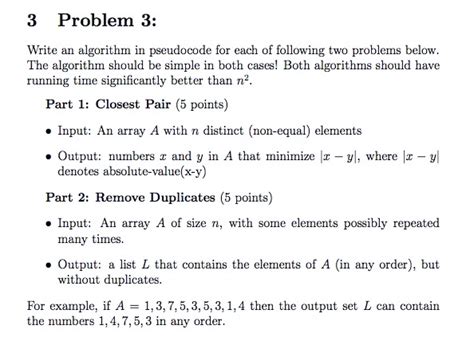 Solved 3 Problem 3 Write An Algorithm In Pseudocode For