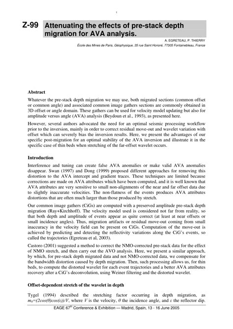 Pdf Z 99 Attenuating The Effects Of Pre Stack Depth Migration For Ava