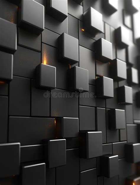 Abstract Black Cube Structure Geometric Dark Modern Textured And Glowing Cubes Symbolizing