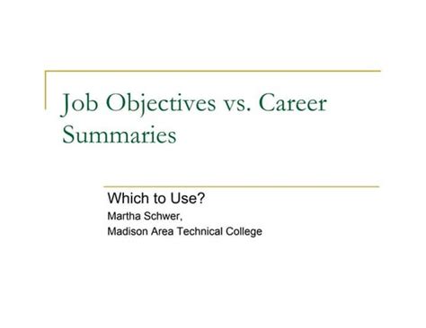 Summary Career Ppt