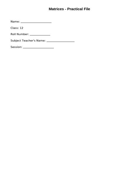 Matricespracticalfile Pdf