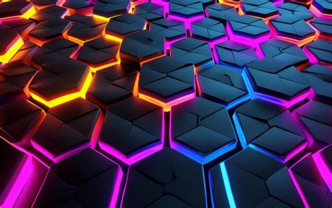 Premium Photo Glowing Lights On Black Hexagonal Background