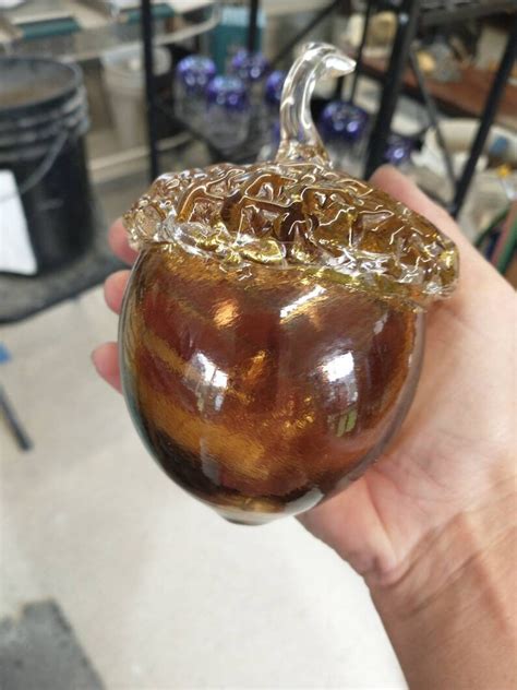 Glass Acorn Single Glass Acorn Acorns Glass Acorn Decorative Acorns Glass Hand Blown Glass Nut