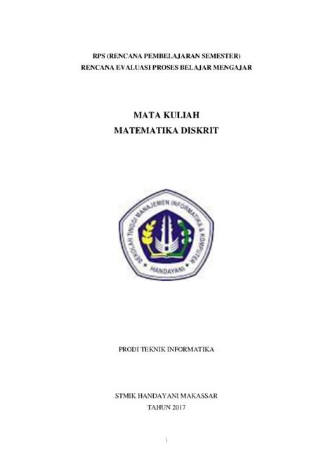 Matematika Pdf 54518 Rps Matematika Diskrit