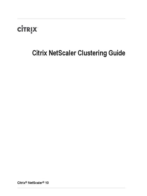 citrix netscaler clustering guide v2 pdf computer cluster ip address