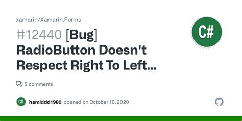 Bug Radiobutton Doesnt Respect Right To Left Flowdirection · Issue