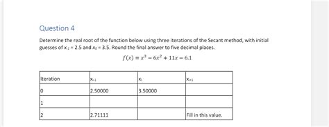Solved Question 4 Determine The Real Root Of The Function