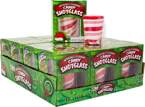 Pack Of 2 Peppermint Candy Shot Glasses 176 Oz Each Home And Kitchen