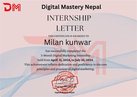 Internship At Digital Mastery Nepal Milan J Kunwar Posted On The