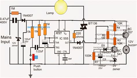 Bathroom Lamp Timer Circuit With Buzzer Homemade Circuit Projects