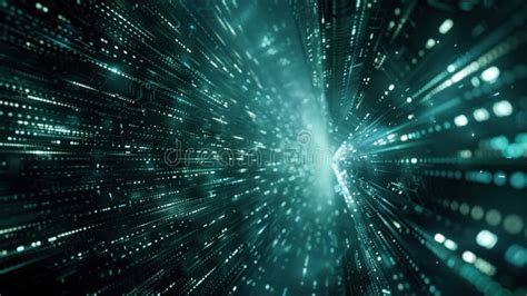 A Futuristic Digital Landscape With Beams Of Light And Data Streams Stock Illustration