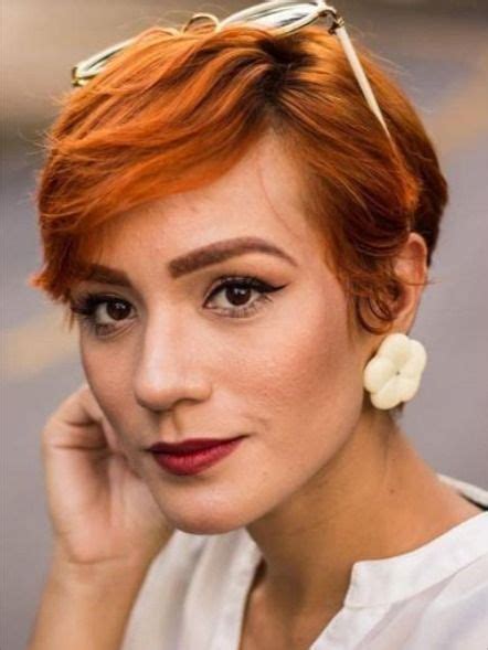 Pin By Bc On Short Hair Short Hair With Bangs Ginger Hair Color Red Pixie Haircut