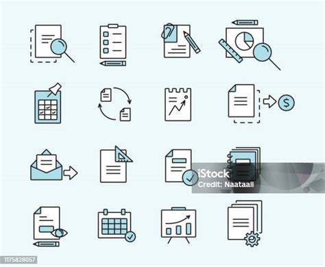 비즈니스 재무 및 통신을 위한 아이콘 선형 설계 문서 집합입니다 벡터 그림입니다 개념에 대한 스톡 벡터 아트 및 기타 이미지 개념 경영자 계획 Istock