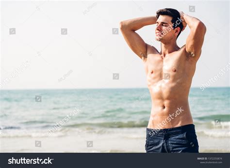Portrait Smiling Handsome Sexy Man Showing Stock Photo Shutterstock