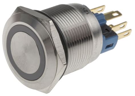 RS PRO RS PRO Illuminated Push Button Switch Latching Panel Mount 22mm Cutout SPDT Green