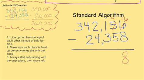 Subtracting Greater Numbers Using Standard Algorithm Youtube