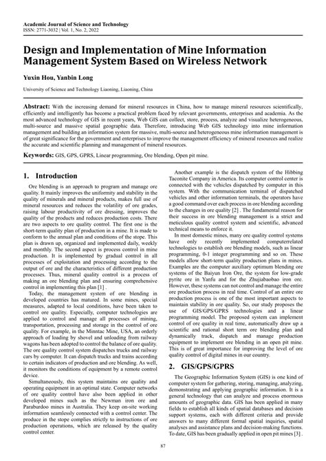 Pdf Design And Implementation Of Mine Information Management System