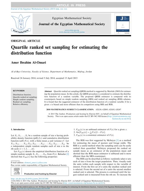 Pdf Quartile Ranked Set Sampling For Estimating The Distribution Function