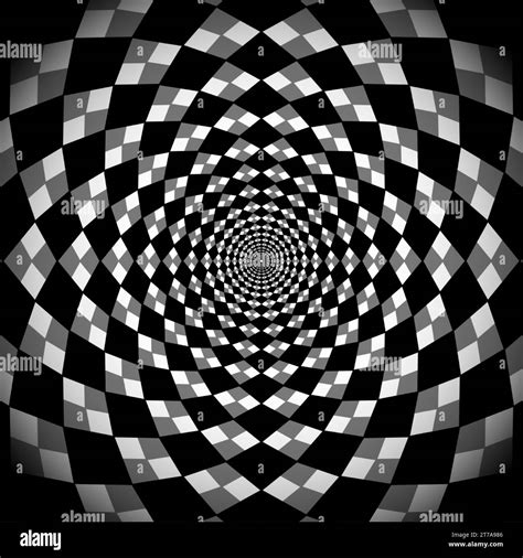 Hypnotic Background Optical Spiral Illusion Optical Checkered Circle