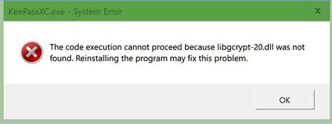 Keepassxc Wont Start At Boot Because Libgcrypt 20dll Missing · Issue 4458 · Keepassxreboot