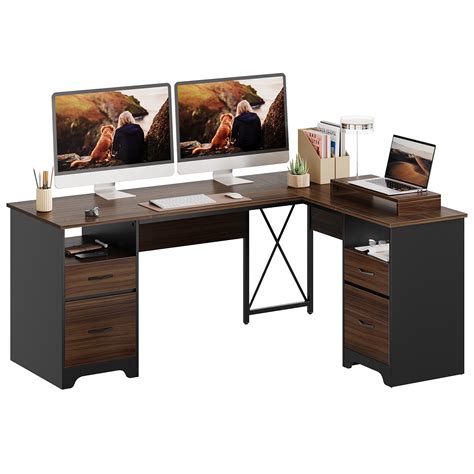 17 Stories Daymen 63 L Shaped Home Office Desk With 2 File Andstorage Drawers Corner Executive