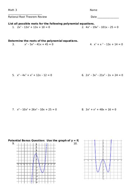 Review And Examples Of Using The Rational Root Theorem Doc Template Pdffiller