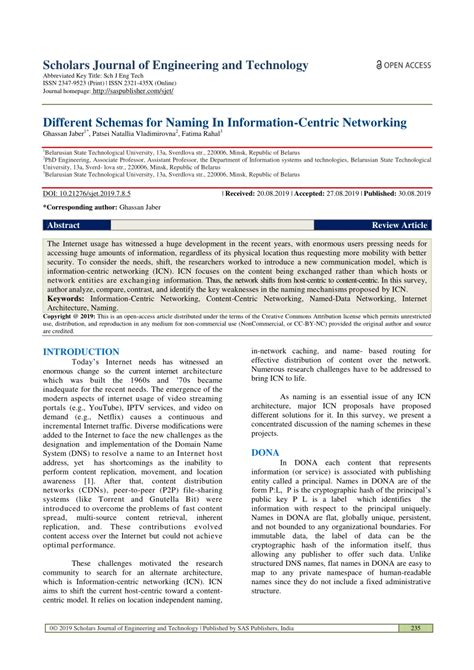 Pdf Different Schemas For Naming In Information Centric Networking