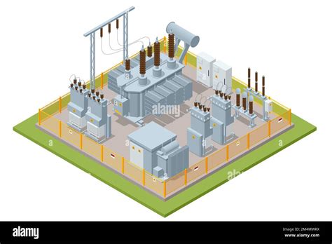 Isometric Transformer Electric Energy Factory Distribution Chain