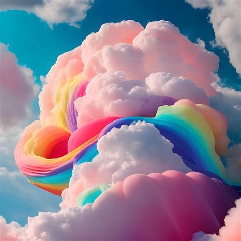 Premium Photo Rainbow Colored Cotton Candy Clouds