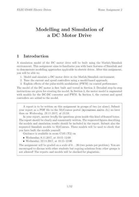 Pdf Modelling And Simulation Of A Dc Motor Drivea Dc Motor Drive 1 Introduction A