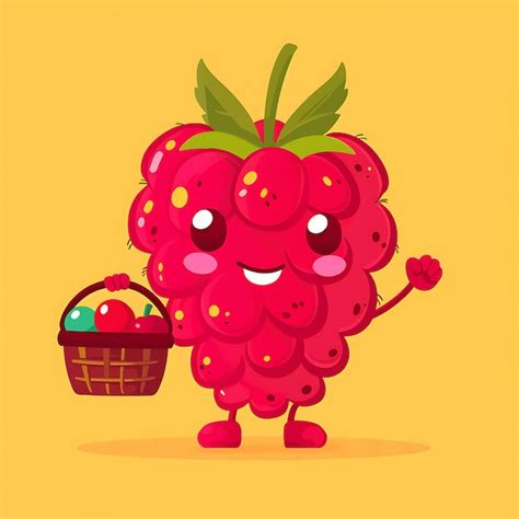 Premium Vector A Raspberry Holding A Tiny Basket