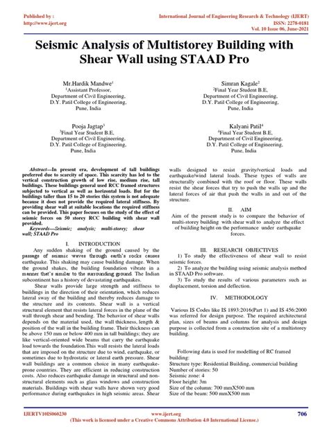 Seismic Analysis Of Multistorey Building 30 Pdf Beam Structure Wall