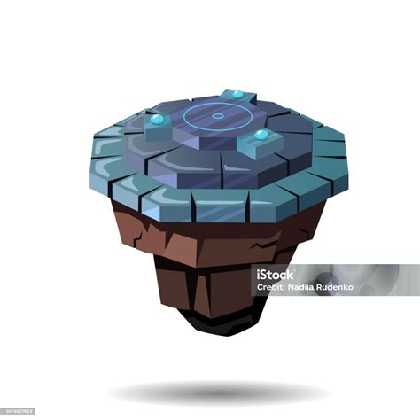 섬은 공중에 떠 있습니다 돌 마법 받침대와 마법의 돌이 있는 배경 3차원 형태에 대한 스톡 벡터 아트 및 기타 이미지 3차원 형태 개념 개념과 주제 Istock