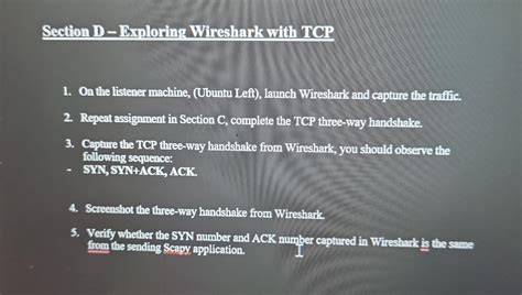 Section D Exploring Wireshark With TCP On The Chegg