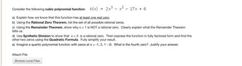 Solved Consider The Following Cubic Polynomial Function X Chegg Com