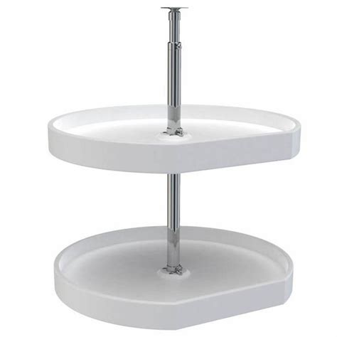 REV A SHELF 20 Polymer D Shape 2 Shelf Lazy Susan White Dependently Rotating Rev A Shelf 7012